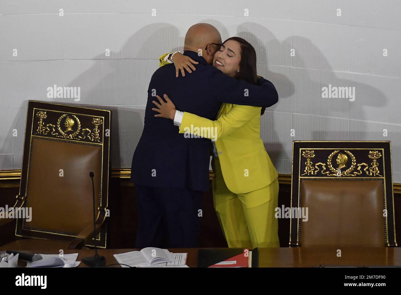 Amanda Perez, second vice president of the National Assembly, right ...