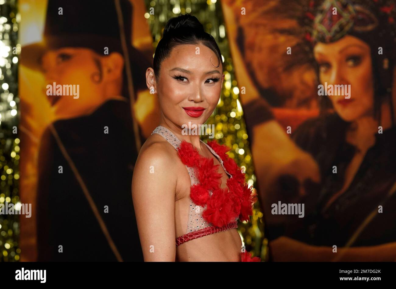 Li Jun Li, a cast member in "Babylon," poses at the premiere of the ...