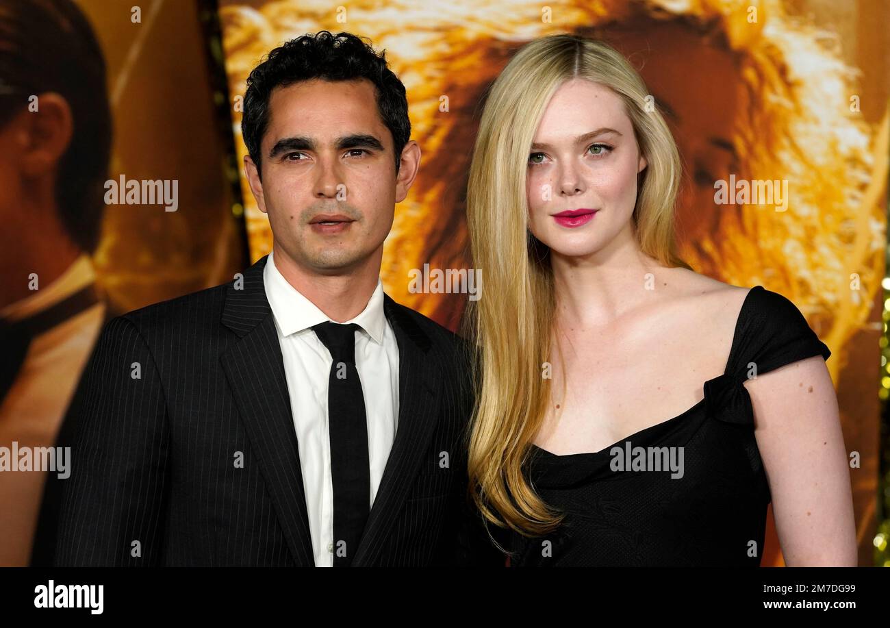 Max Minghella, left, a cast member in "Babylon," poses with actor Elle ...