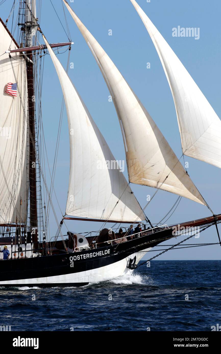 Dutch topsail schooner Oosterschelde, Sail Boston race start, 2017 ...