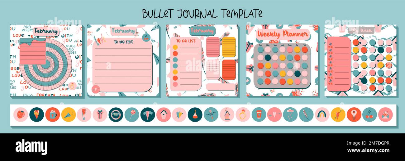 5 page of planner with simple design,Printable habit tracker with ...