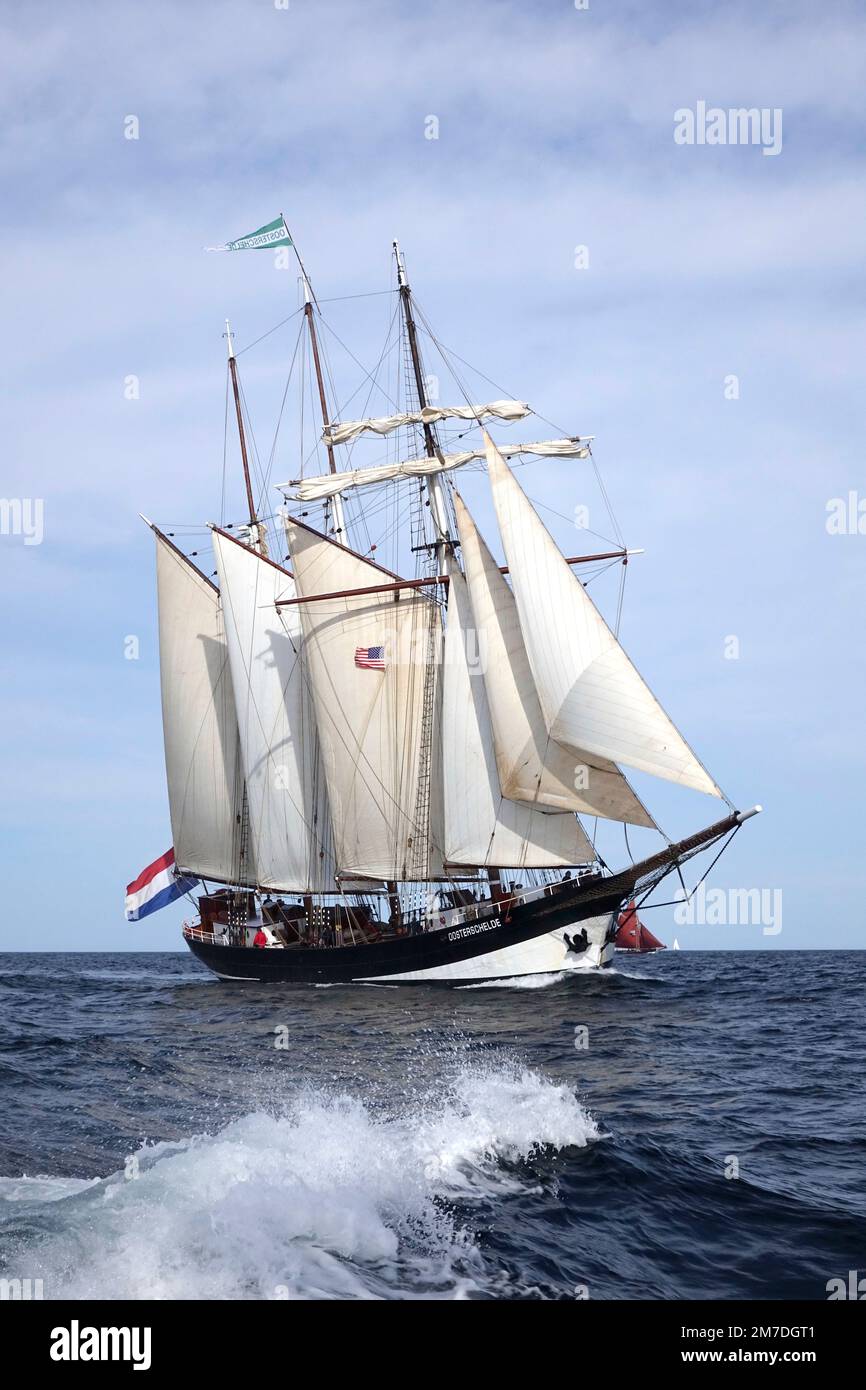 Dutch topsail schooner Oosterschelde, Sail Boston race start, 2017 ...