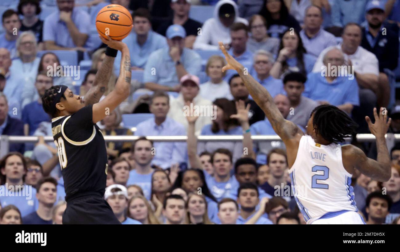 Wake Forest guard Damari Monsanto (30), left, shoots over North ...