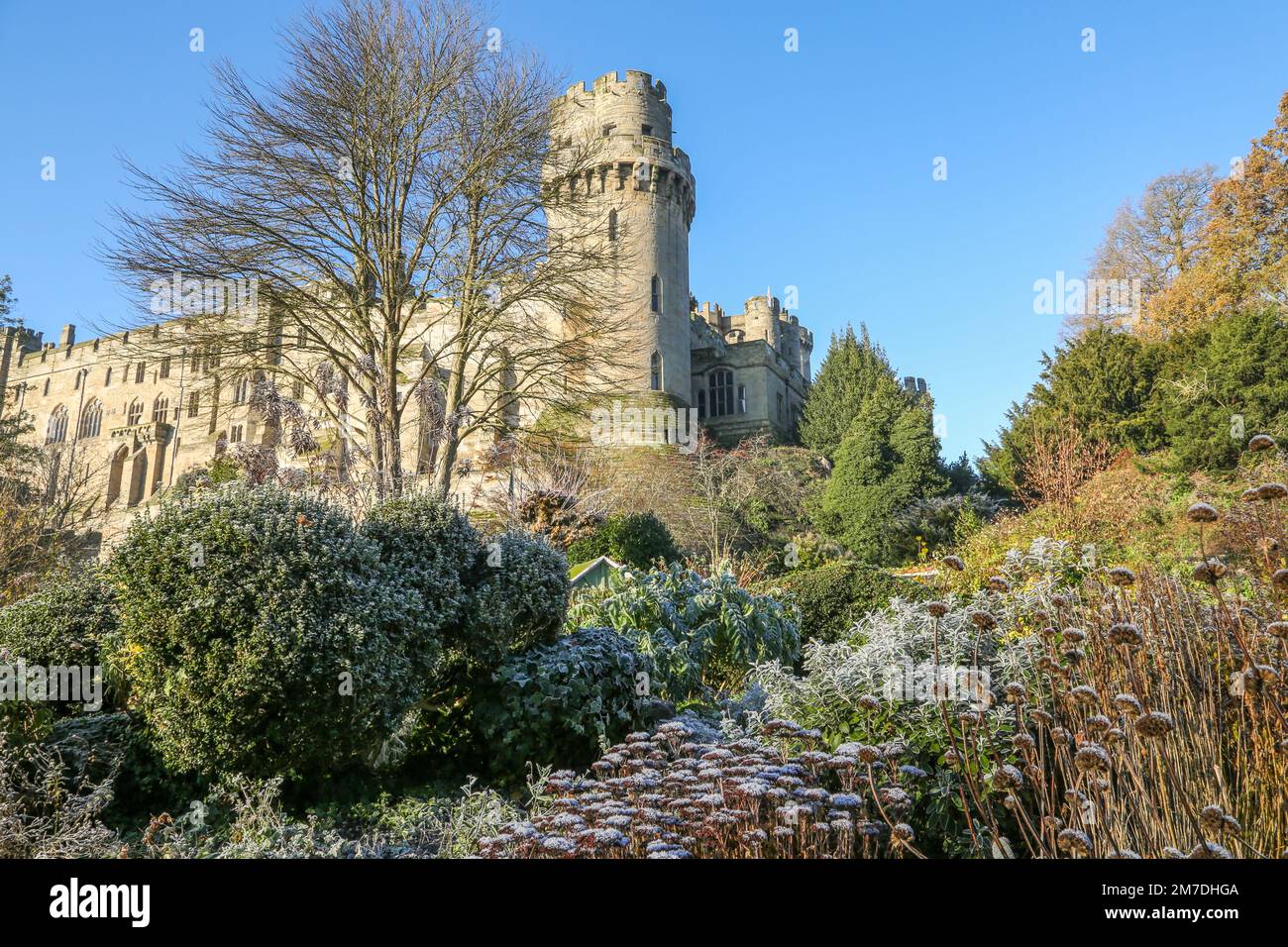 Warwick castle, from the Mill Gardens a privately owned garden open to ...