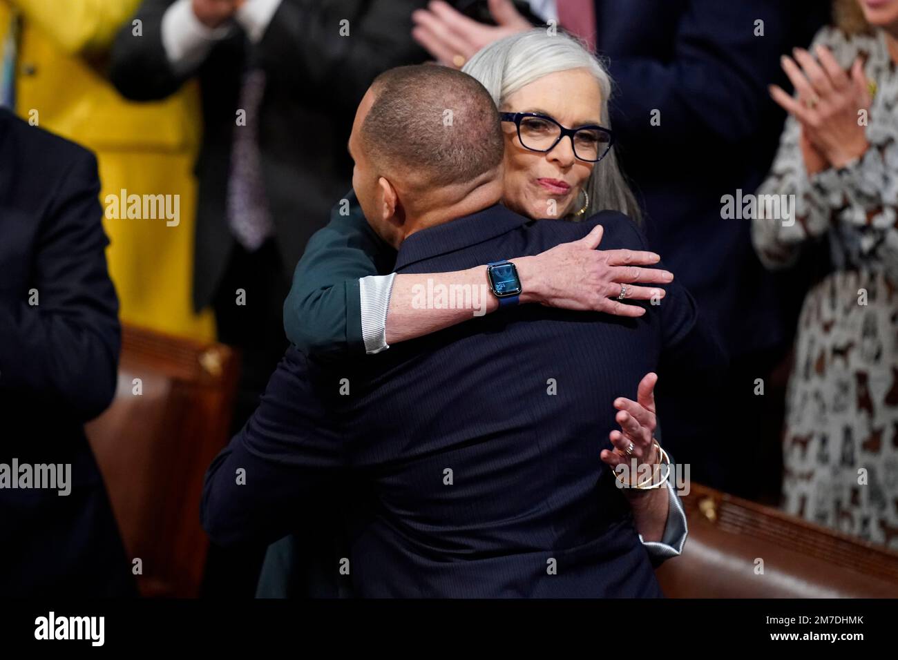 Rep. Katherine Clark, D-Mass., hugs Rep. Hakeem Jeffries, D-N.Y. after ...