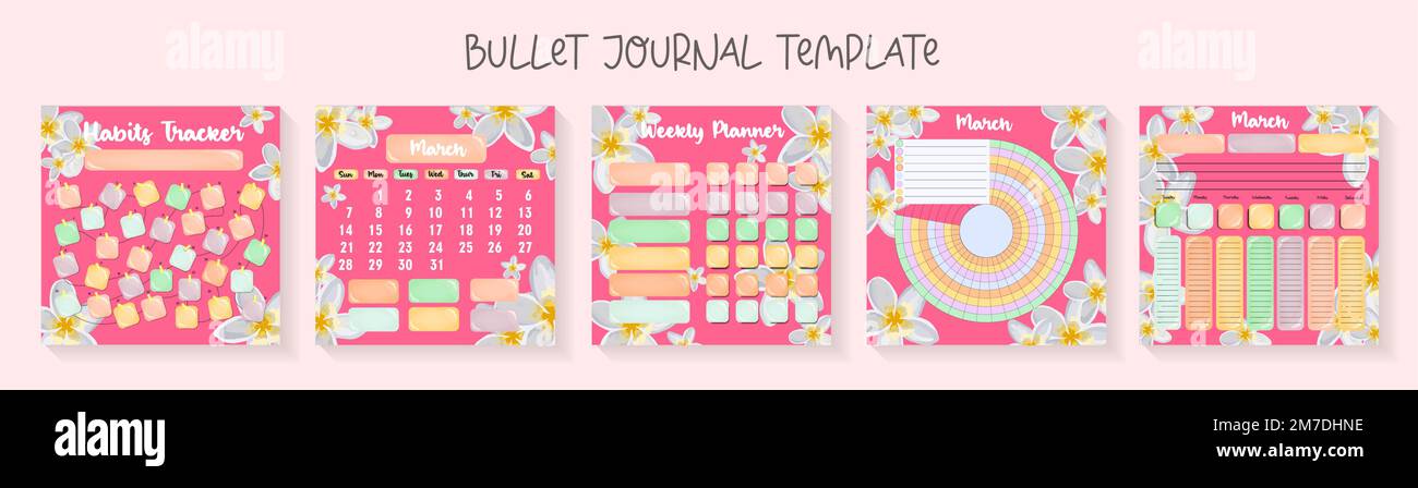 5 page of planner with simple design,Printable habit tracker with ...