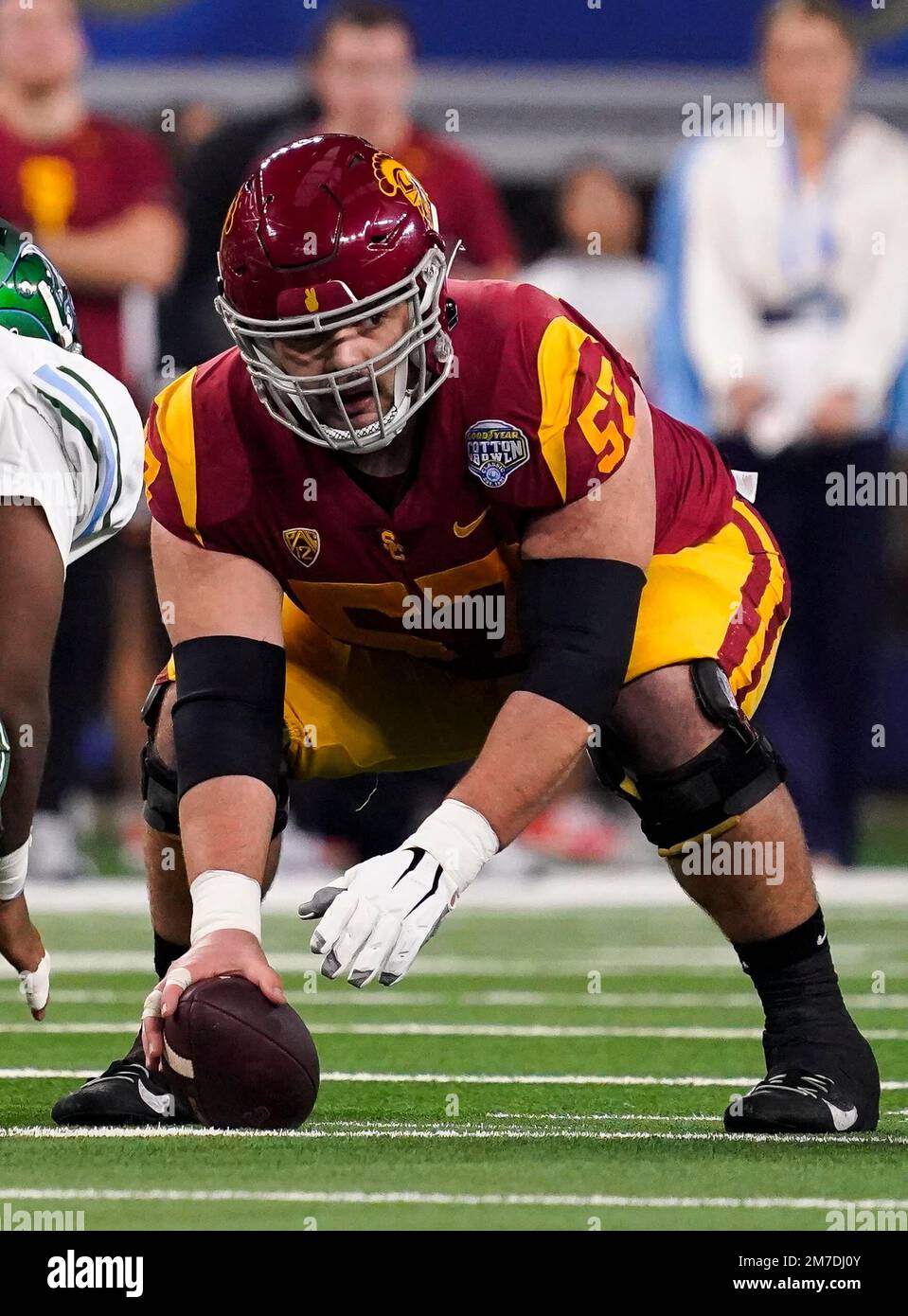 Southern California offensive lineman Justin Dedich (57) waits to snap ...