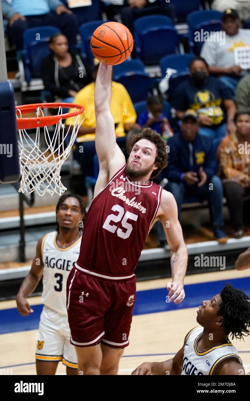 College of Charleston forward Ben Burnham (25) goes up to dunk against ...