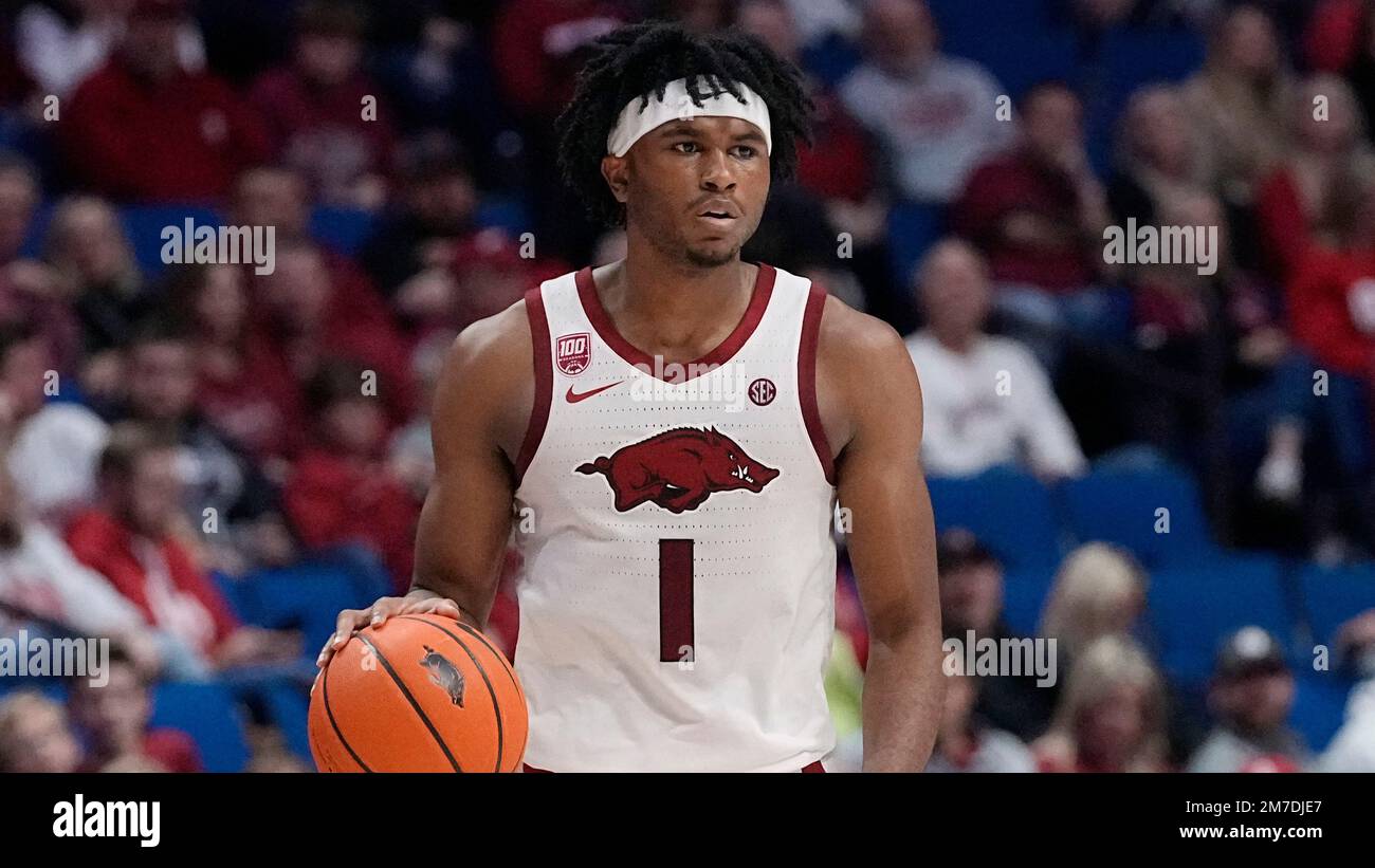 Arkansas guard Ricky Council IV (1) during an NCAA college basketball ...