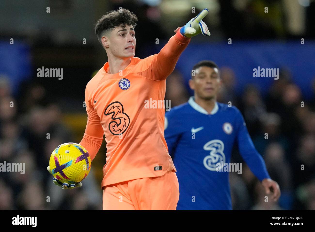 Chelsea's goalkeeper Kepa Arrizabalaga gestures during the English ...
