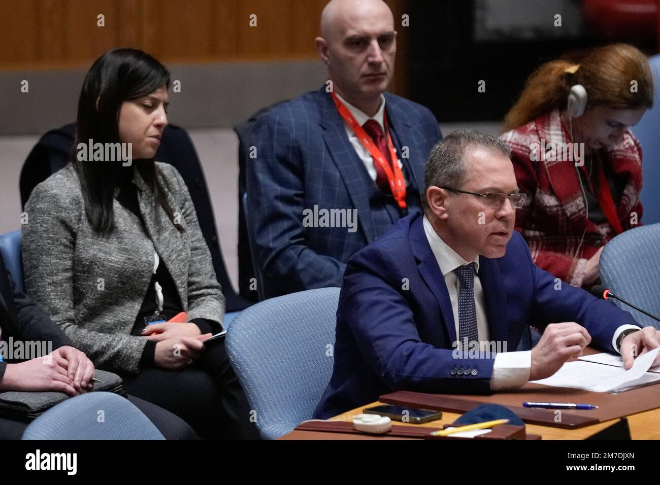 Gilad Erdan, Israeli Ambassador to the United Nations, speaks during a ...