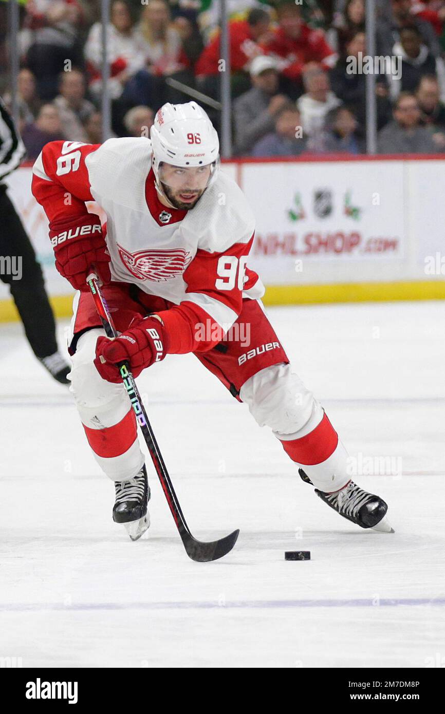 Detroit Red Wings defenseman Jake Walman plays during an NHL hockey ...