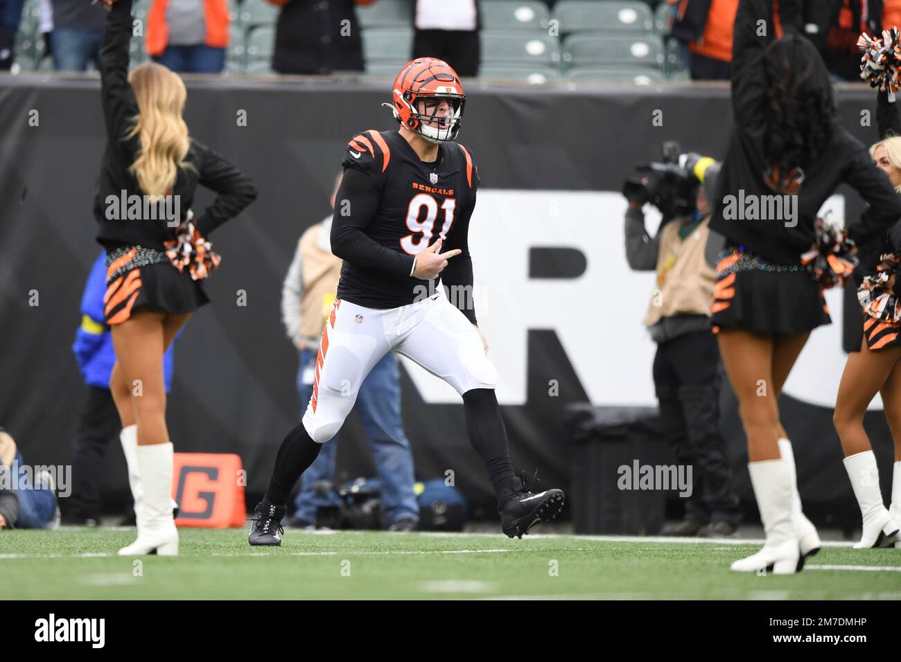 Cincinnati Bengals defensive end Trey Hendrickson (91) is introduced ...