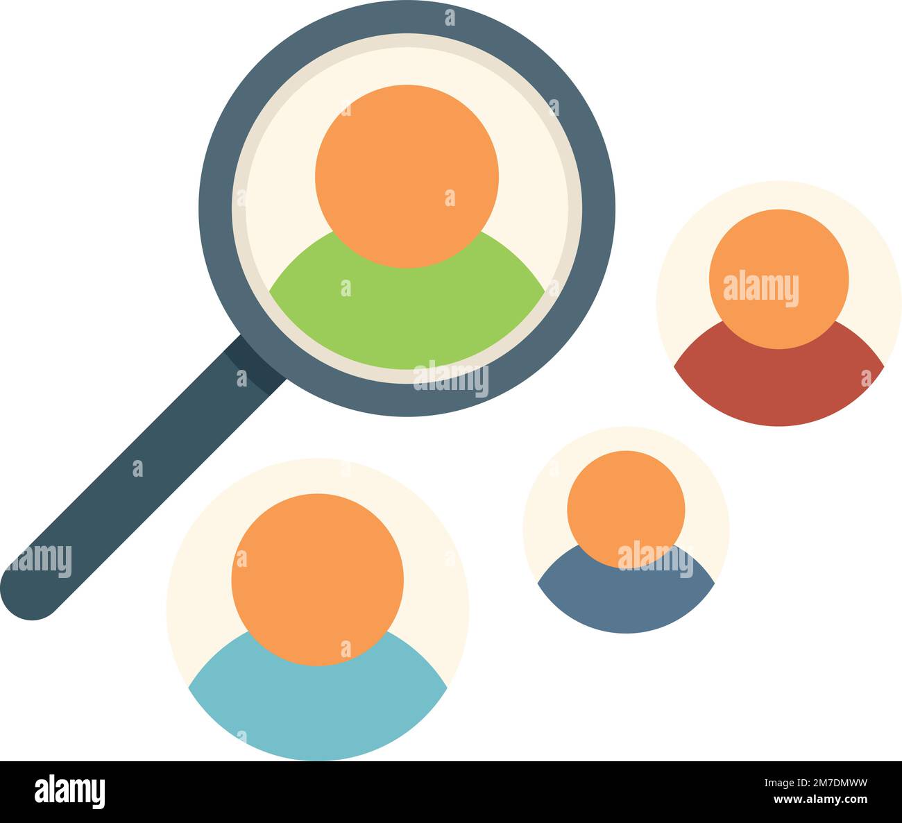 Business people search icon flat vector. Segment market. Customer chart ...