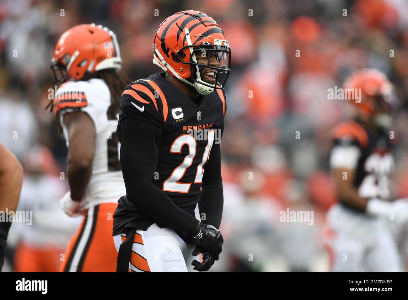 Cincinnati Bengals safety Vonn Bell (24) reacts during an NFL football ...