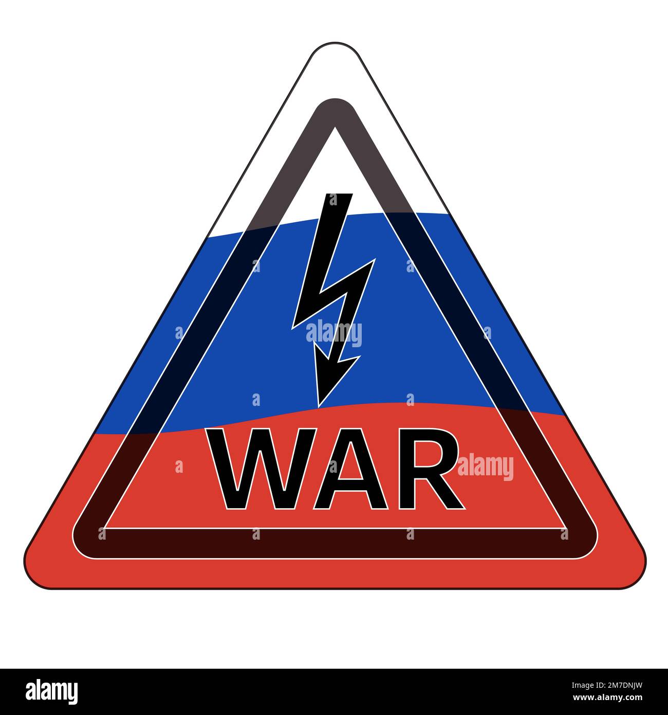 War warning symbol icon with russian flag. Danger sign vector ...