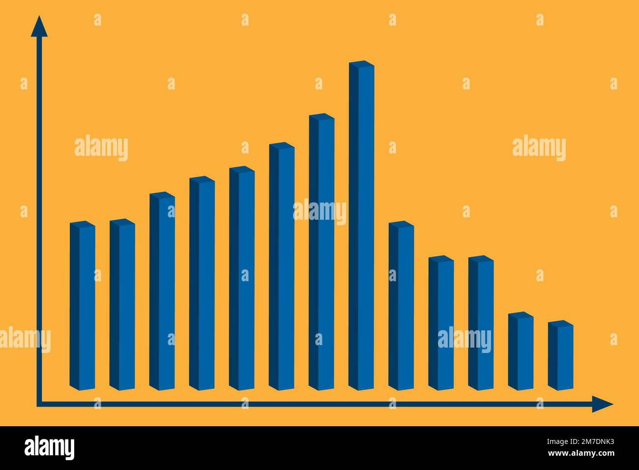 Diagram with recession and bankruptcy progress. Graph with decrease ...