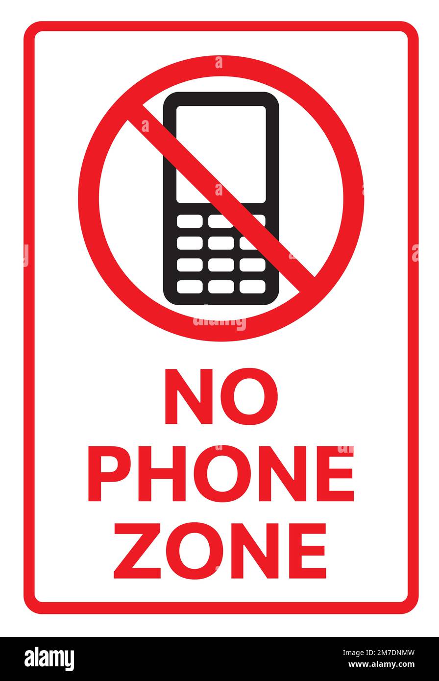 Telephone warning stop sign icon. With text NO PHONE ZONE. Vector ...