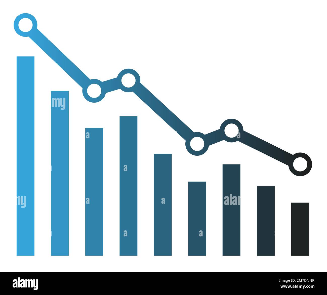 Diagram with recession and bankruptcy progress. Graph with decrease report. Business and finance ...