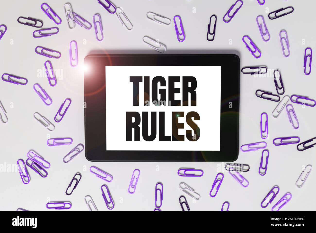 Text caption presenting Tiger Rules. Business approach Willpower and ...
