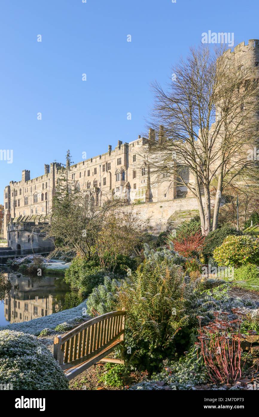 Warwick castle, from the Mill Gardens a privately owned garden open to the public at the bottom ...