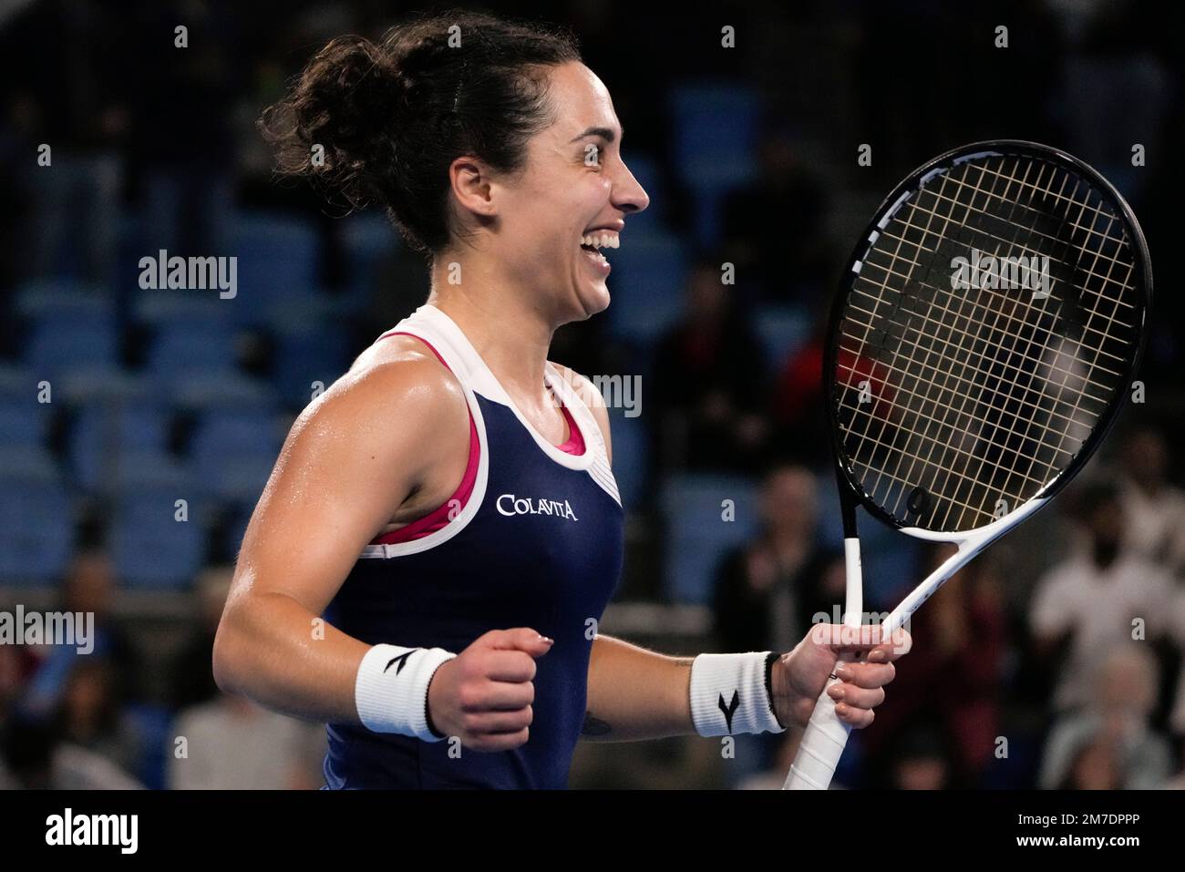 Italy's Martina Trevisan celebrates after defeating Maria Sakkari of ...