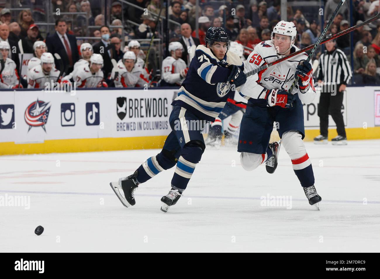 Columbus Blue Jackets' Tim Berni, left, and Washington Capitals ...