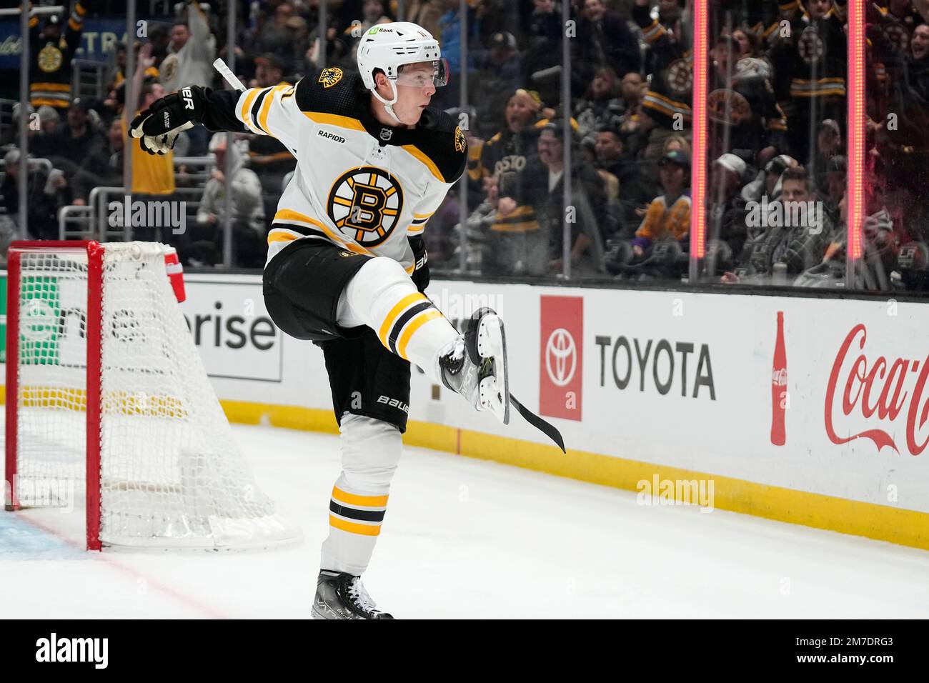 Boston Bruins center Trent Frederic celebrates his goal during the ...