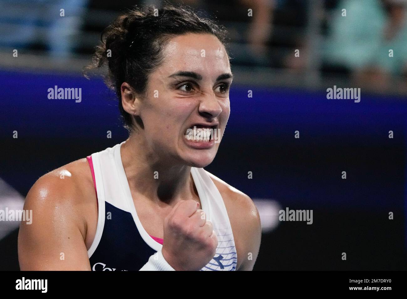 Italy's Martina Trevisan celebrates a point win over Maria Sakkari of ...