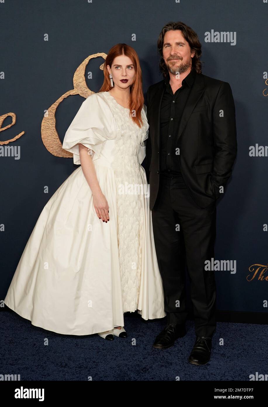 Lucy Boynton, left, and Christian Bale, cast members in "The Pale Blue ...