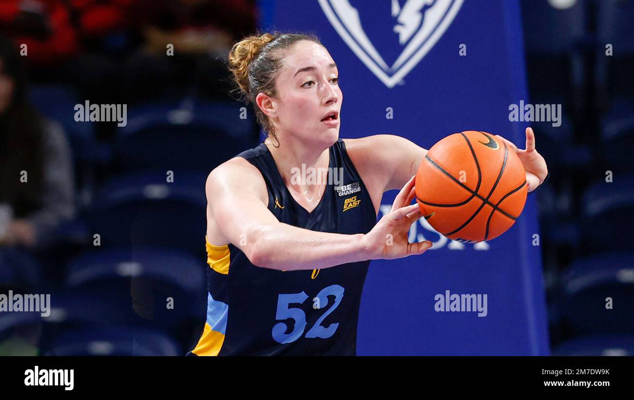 Marquette forward Chloe Marotta (52) passes the ball during the second ...