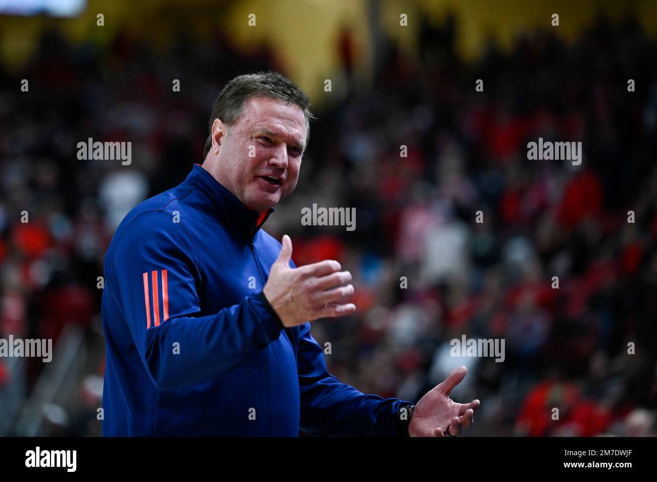 Kansas head coach Bill Self reacts to a call against Texas Tech during ...