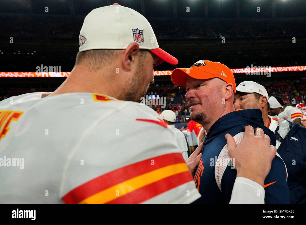 Denver Broncos head coach Nathaniel Hackett and Kansas City Chiefs ...