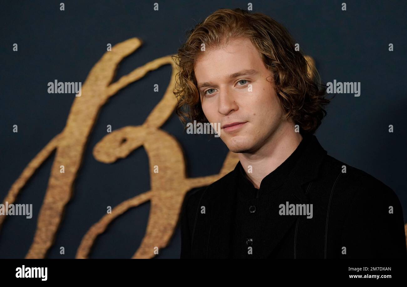 Fred Hechinger poses at the premiere of the film "The Pale Blue Eye ...