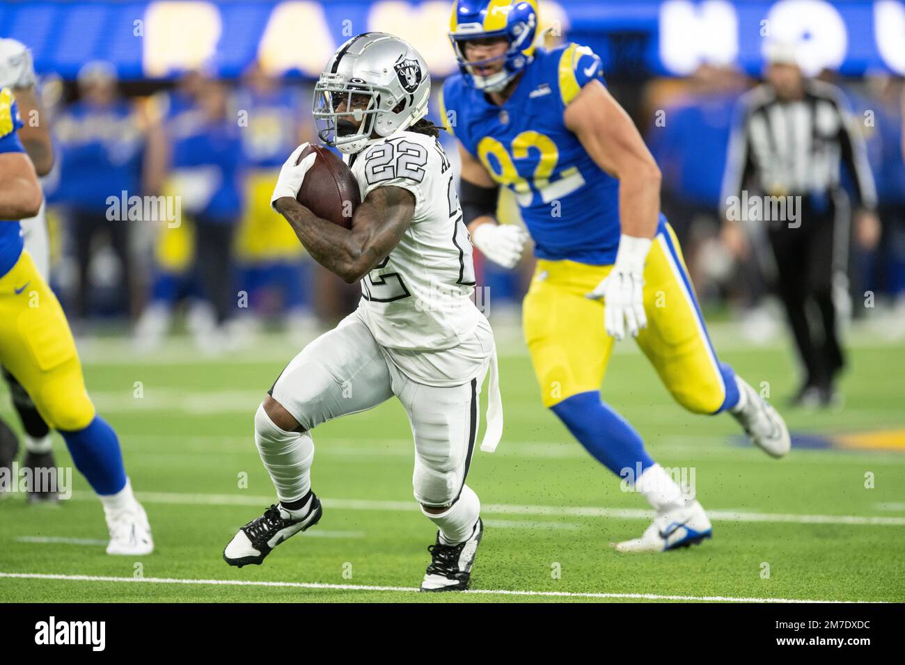 Las Vegas Raiders running back Ameer Abdullah (22) runs with the ball ...