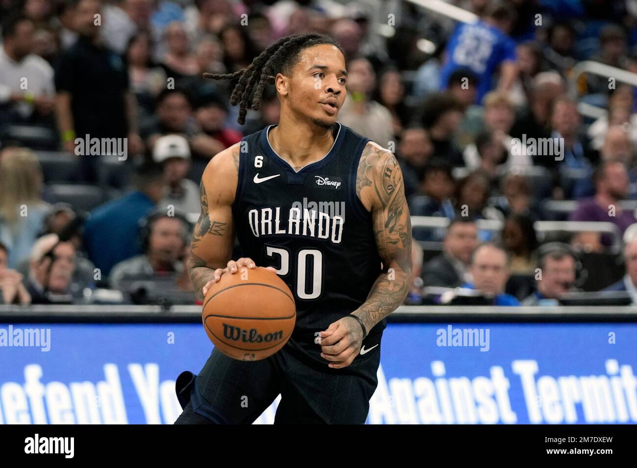 Orlando Magic's Markelle Fultz (20) moves the ball against the Atlanta ...