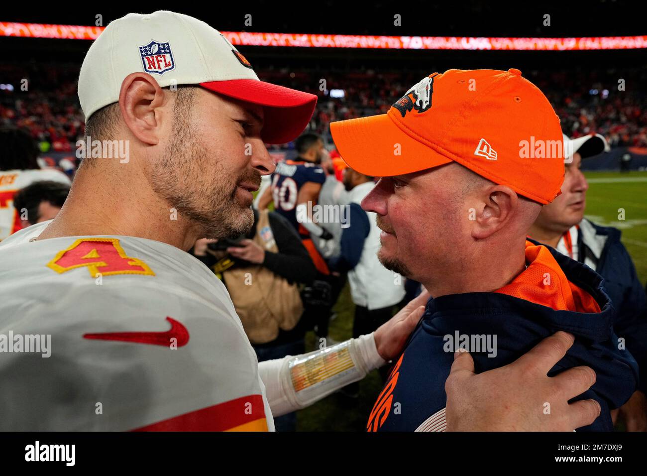 Denver Broncos head coach Nathaniel Hackett and Kansas City Chiefs ...