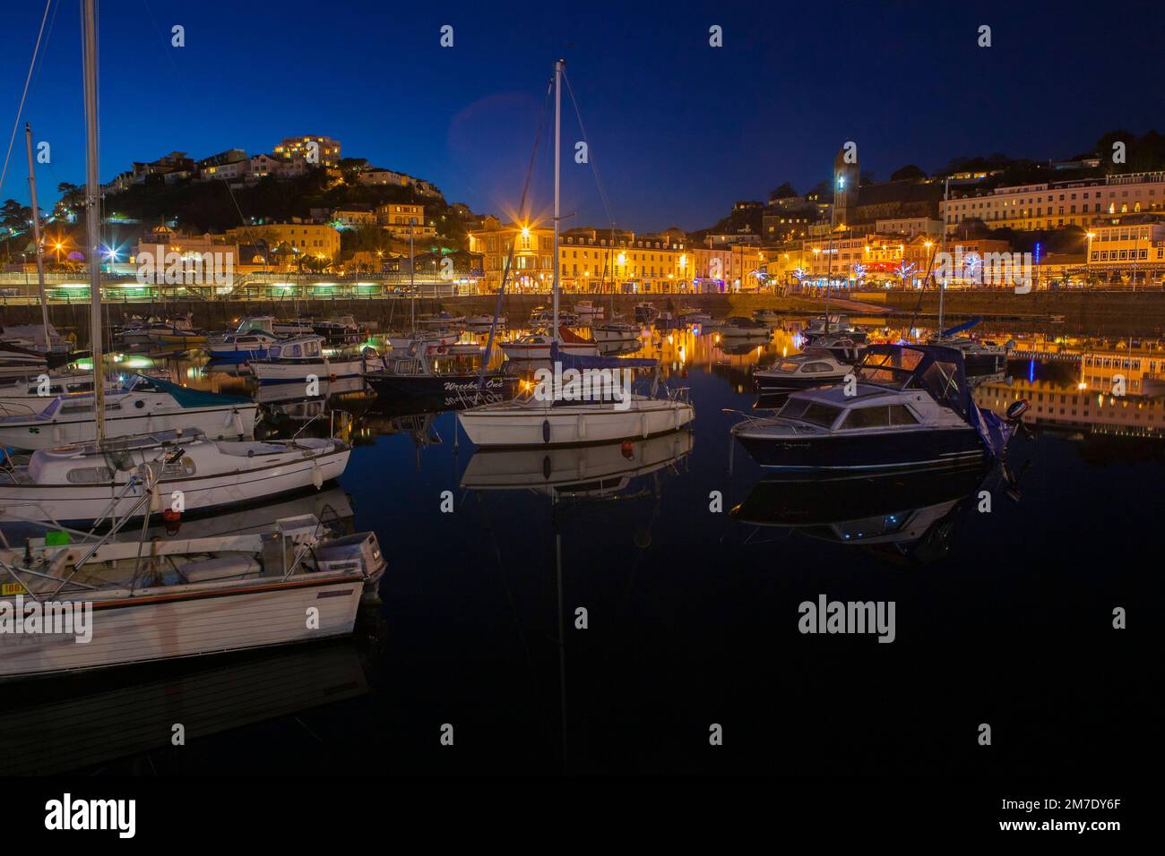 The town harbour in Torquay, Devon, uK. Known as the English riviera it ...