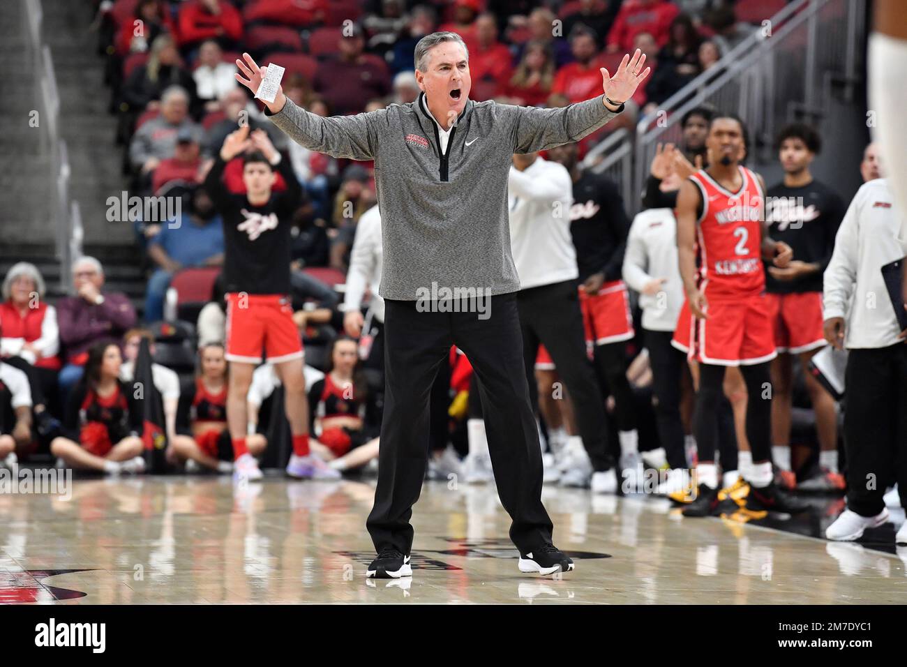 Western Kentucky head coach Rick Stansbury argues a call during the ...