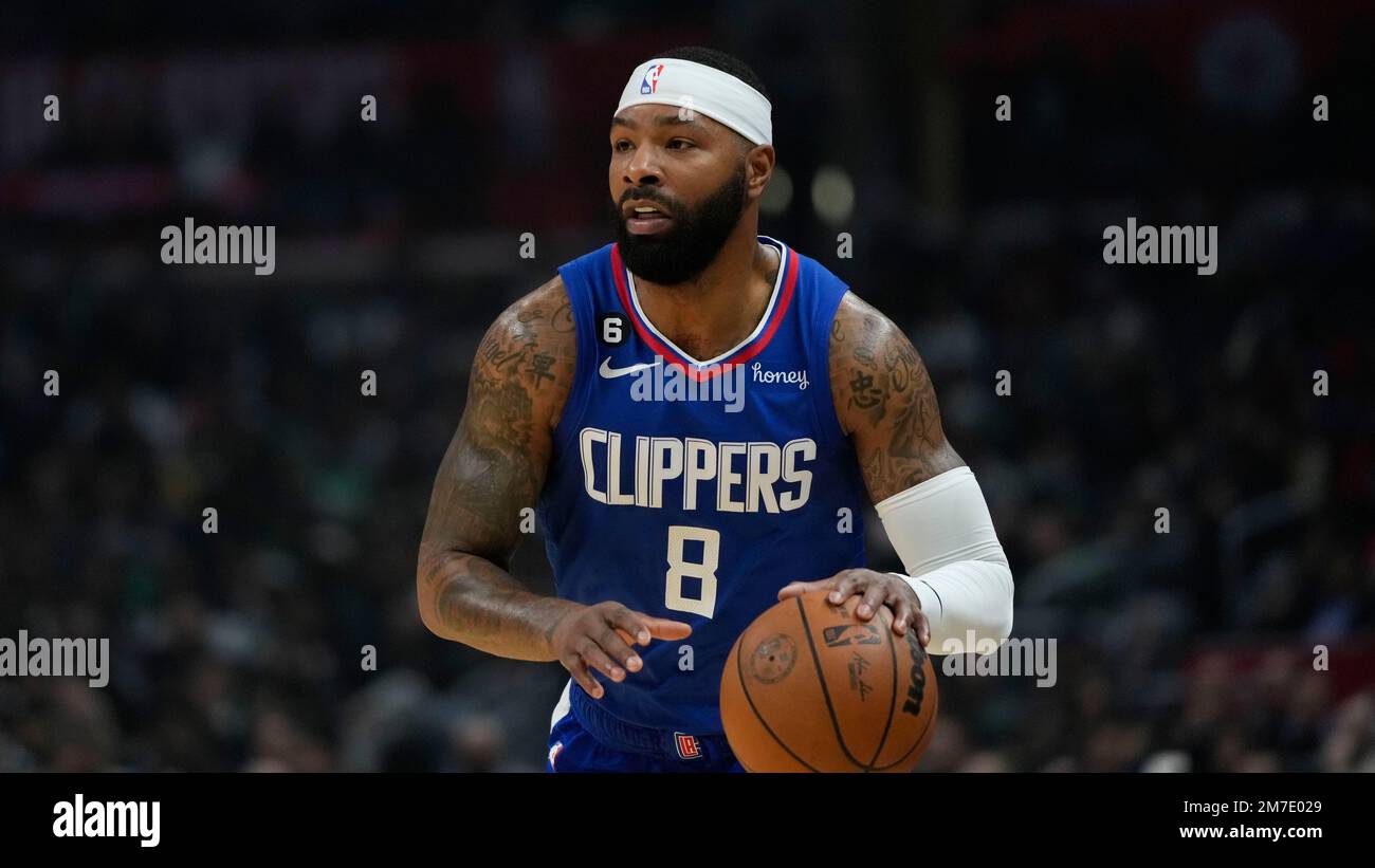 Los Angeles Clippers' Marcus Morris Sr. dribbles the ball during first ...