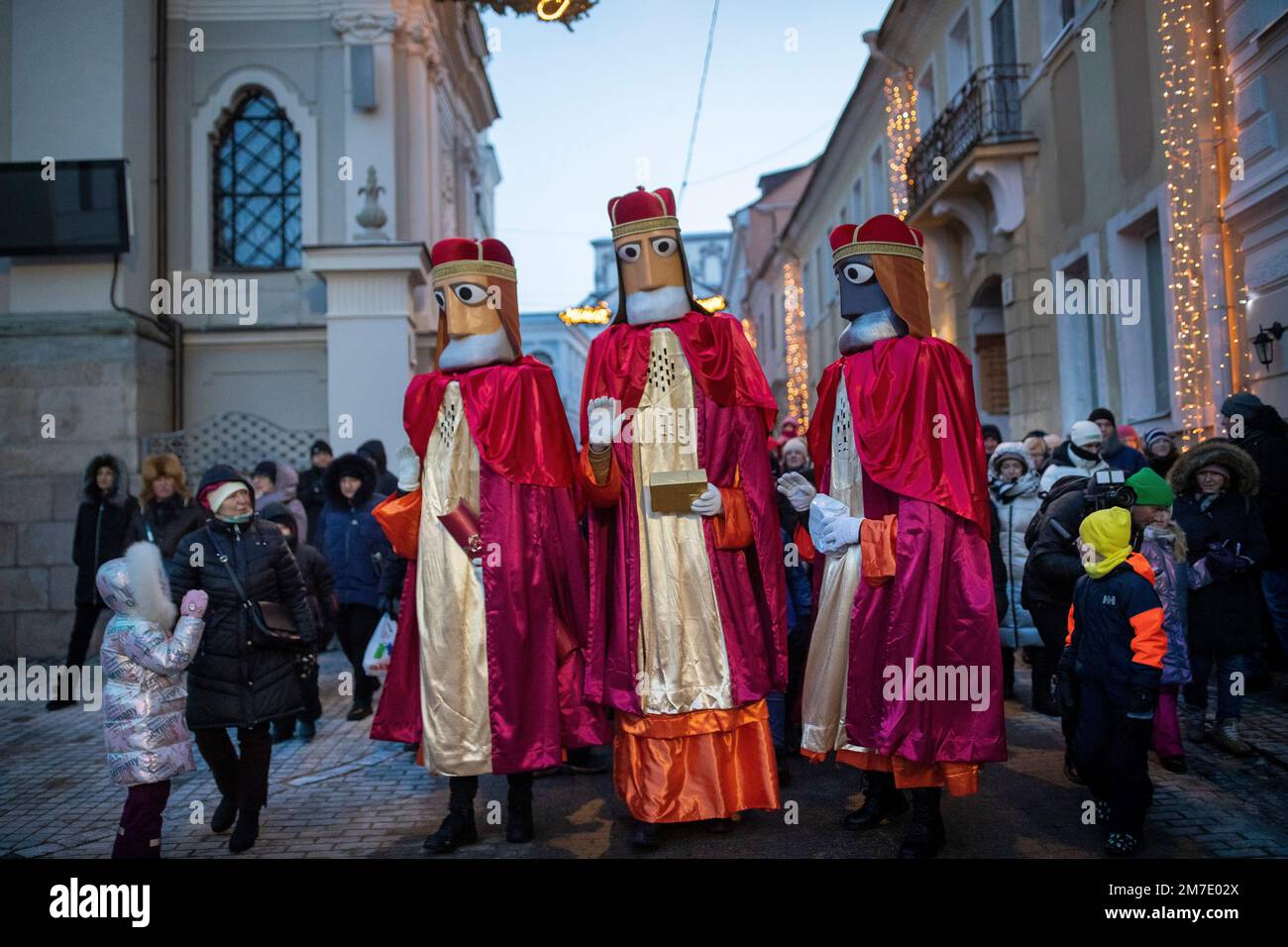 Lithuanians dressed as the Three Kings parade during the Epiphany Day ...