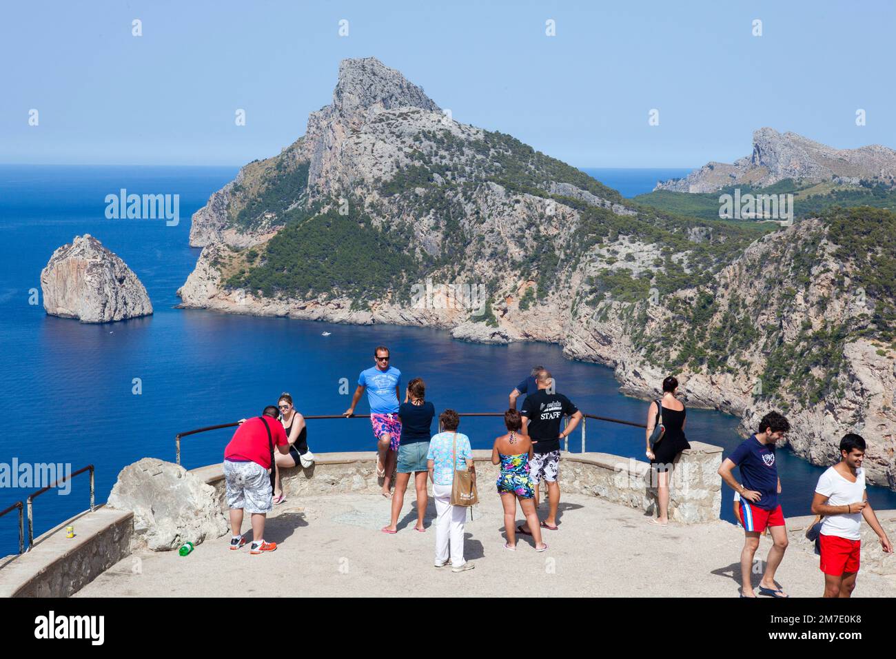 Toursits take in the view at Cap de Formentor, Mallorca, Spain. The Sea ...