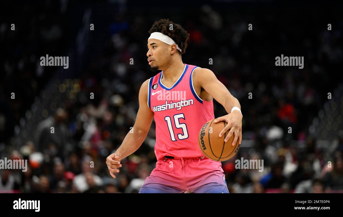 Washington Wizards guard Devon Dotson (15) in action during the first half of an NBA basketball ...