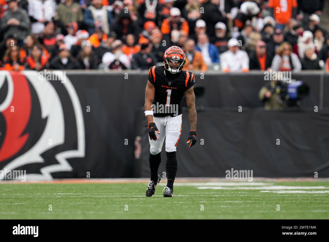 Cincinnati Bengals wide receiver Ja'Marr Chase (1) plays during an NFL ...
