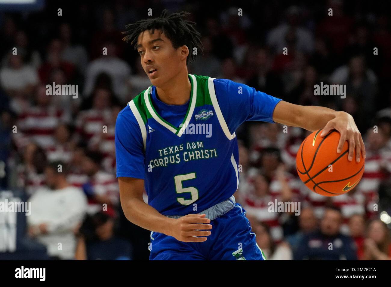 Texas A&M Corpus Christi guard Jourdyn Grandberry (5) during the first ...