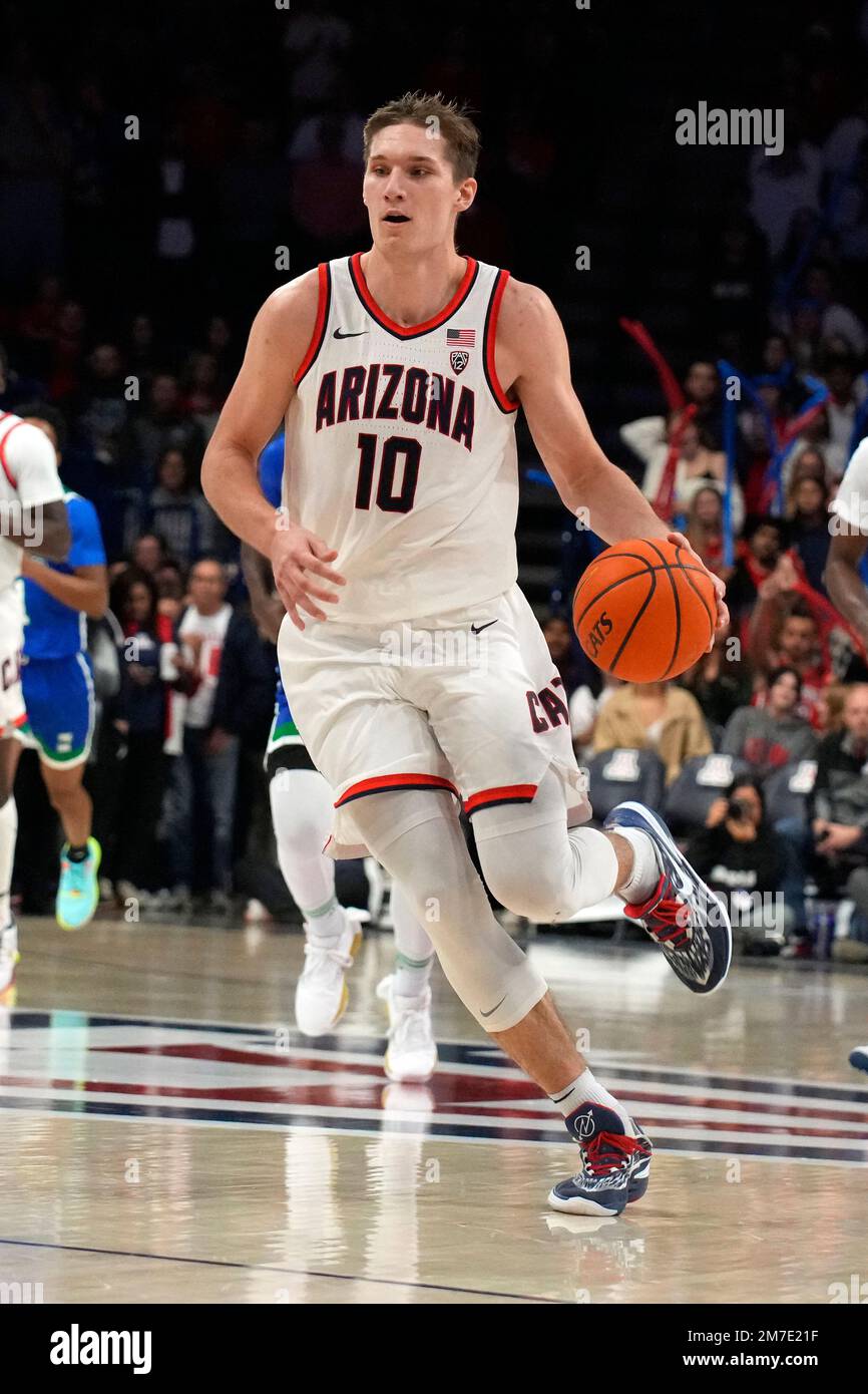 Arizona forward Azuolas Tubelis (10) during the first half of an NCAA college basketball game ...