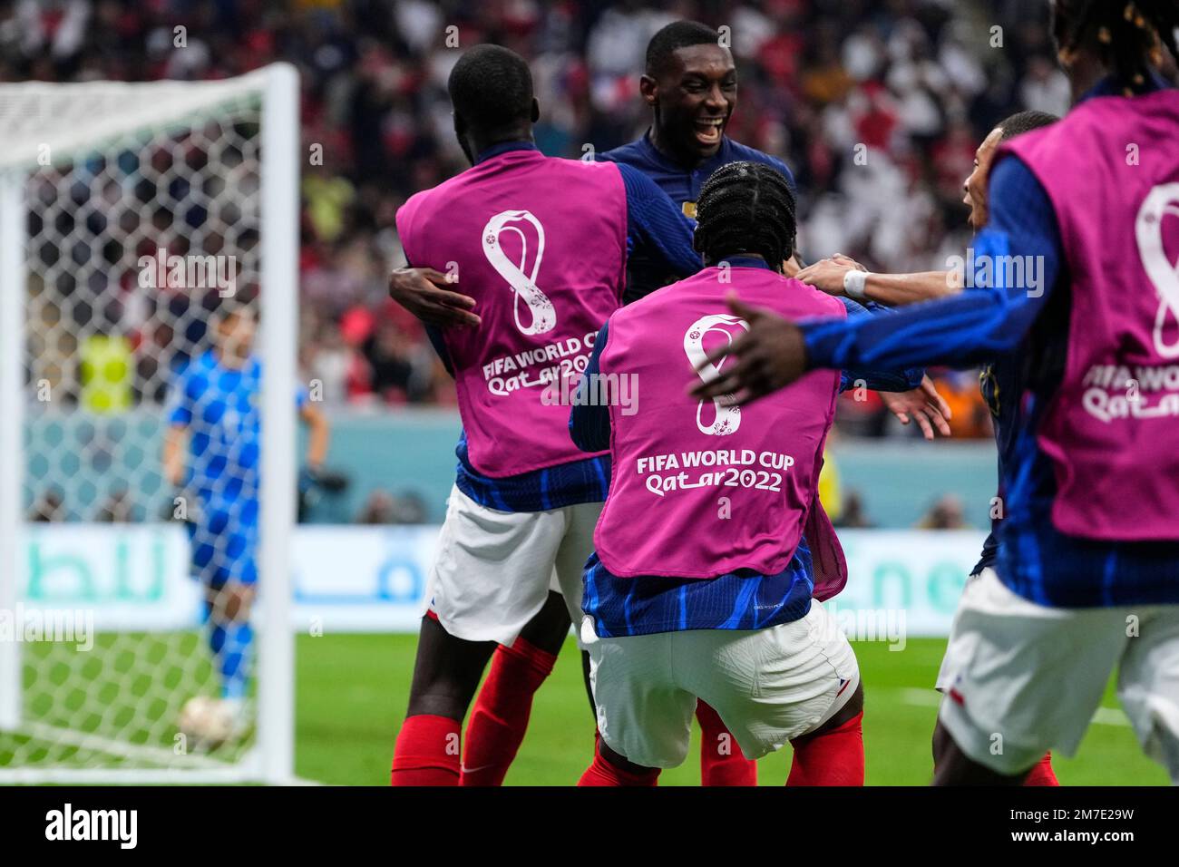 France's Randal Kolo Muani celebrates scoring his side's second goal ...