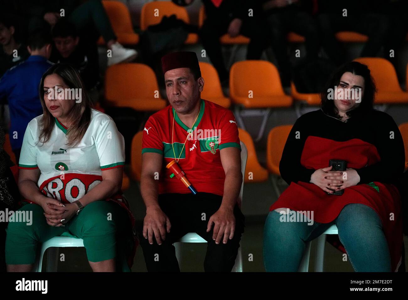 Dejected Morocco fans watch a live broadcast of the World Cup semifinal ...