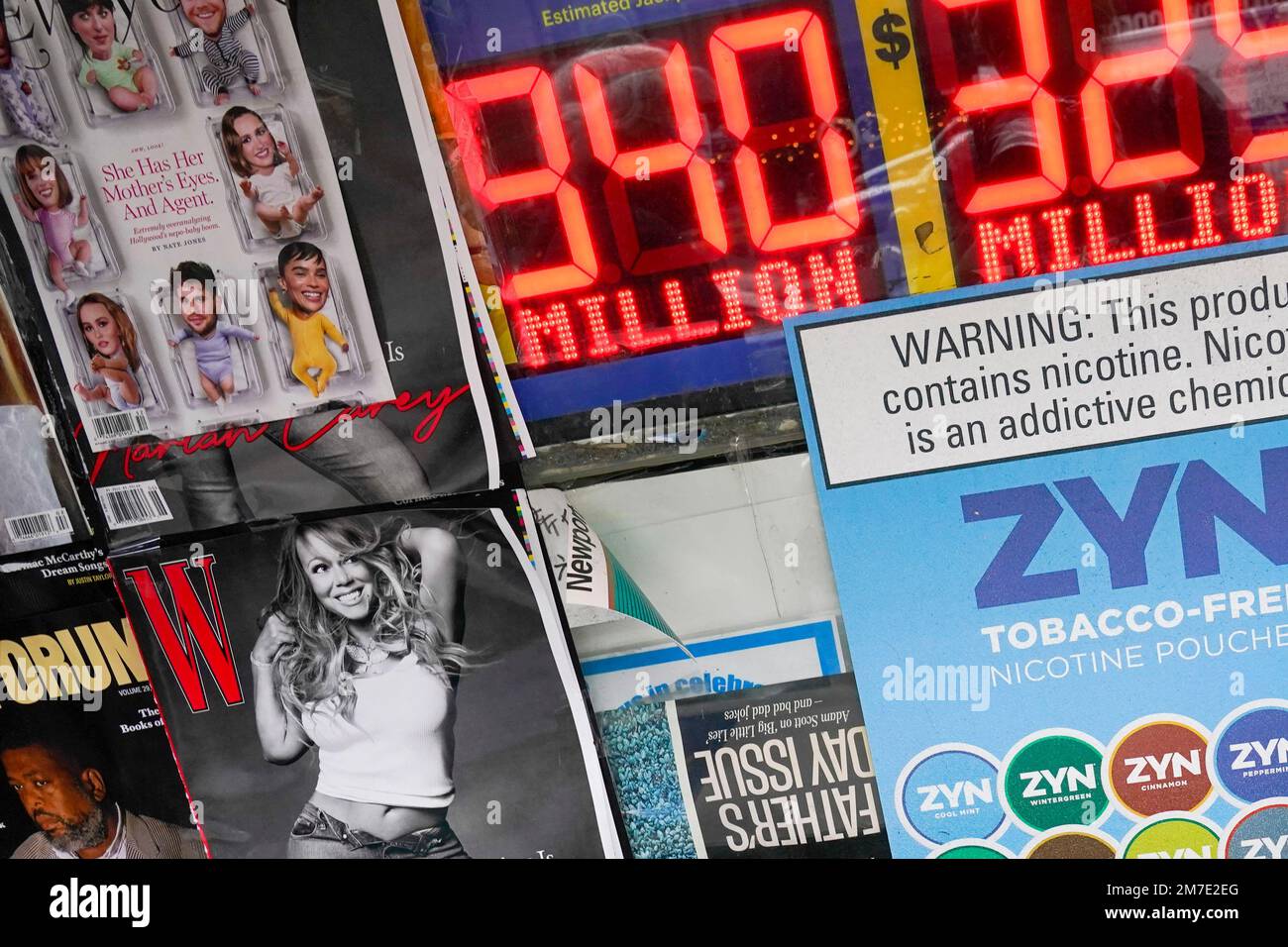 A sign announcing the $940 million Mega Millions Lottery jackpot is ...
