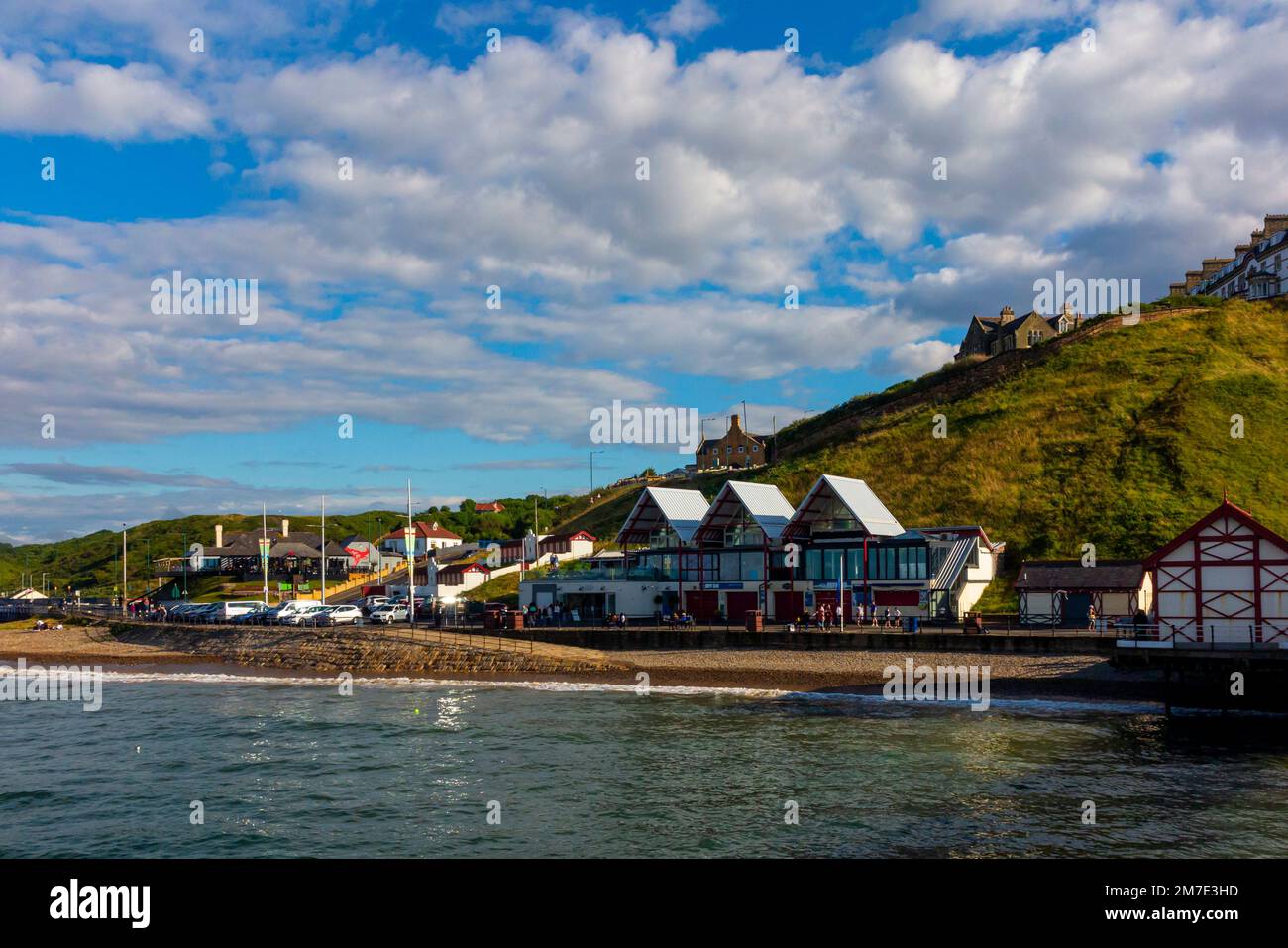 Summer view of the beach and promenade in Saltburn-by-the-Sea near ...